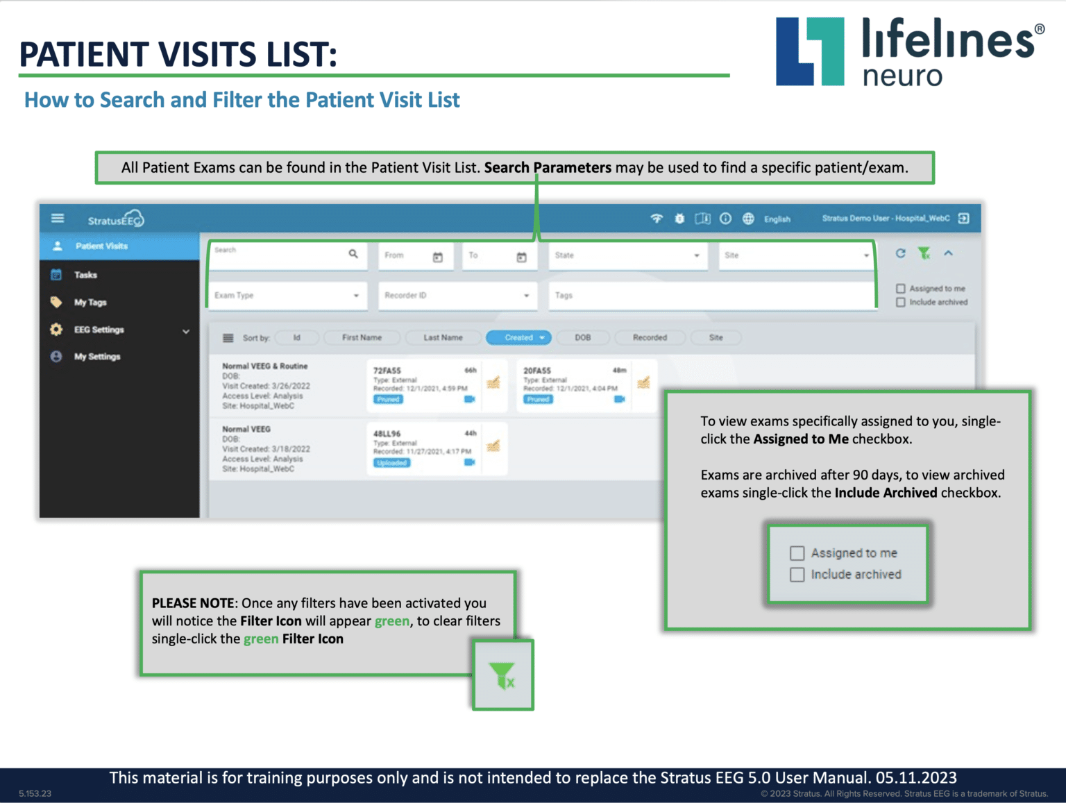 Filter Patient List - Lifelines Neuro